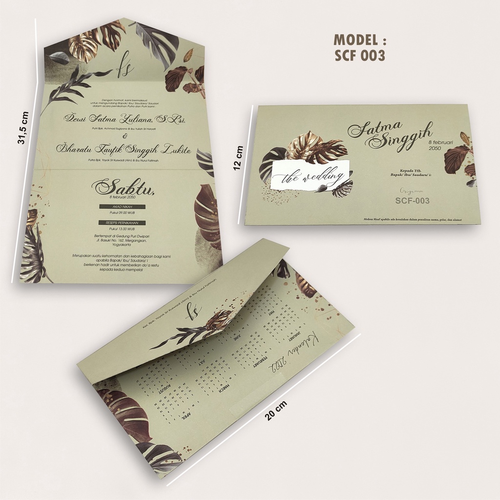 Jual Cetak Undangan Pernikahan Lipat Tiga Model Amplop Bahan Aster ...