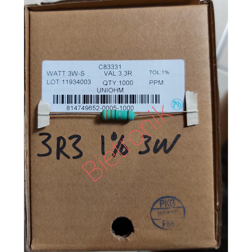 Jual Resistor 3R3 3.3 Ohm 3W 1% Metal Film | Shopee Indonesia