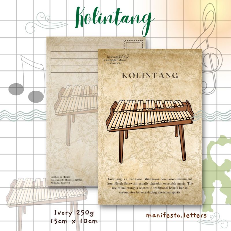 Jual Postcard Alat Musik Tradisional | Kartu Pos Sasando | Angklung ...