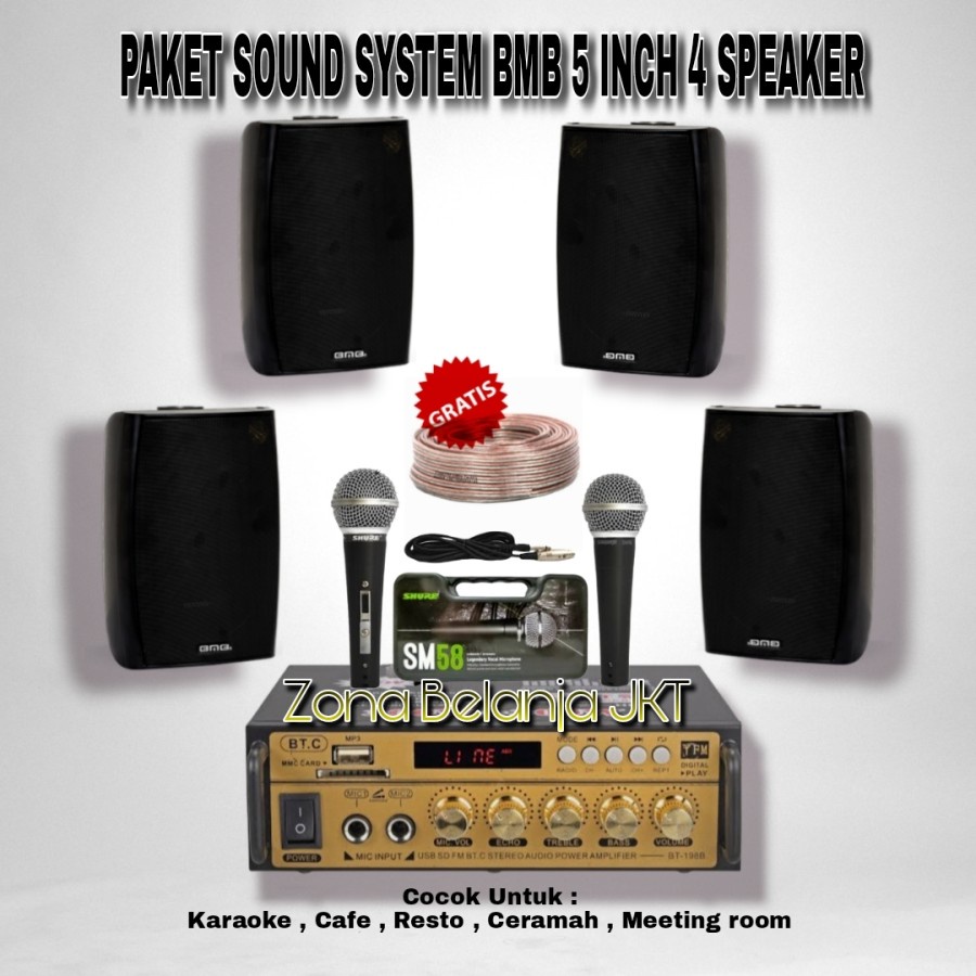 Jual PAKET SOUND SYSTEM SPEAKER BMB 5 INCH KG 511 4 SPEAKER CAFE RESTO ...