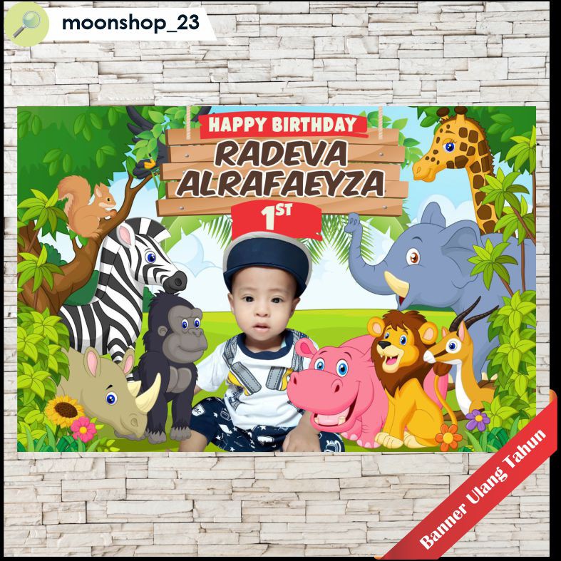 Jual Spanduk / Banner / Backdrop Ulang Tahun Custom Tema Zoo / Animal ...
