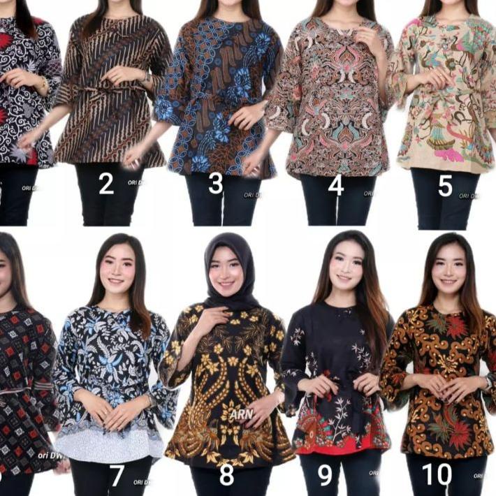 Jual 한국 RUZZA Blouse Batik Atasan Wanita Remaja Modern Seragam Kantor ...