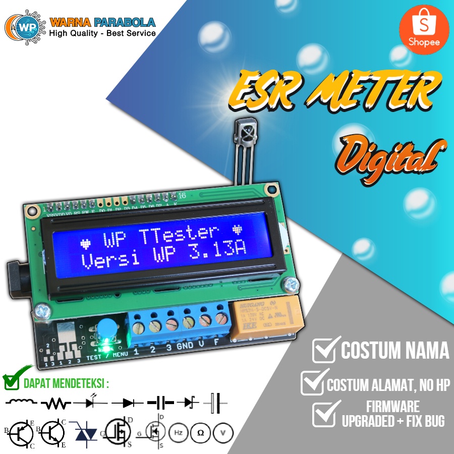 Jual ESR Meter Digital / Smart LCR Tester / Komponen tester ATMEGA328 ...