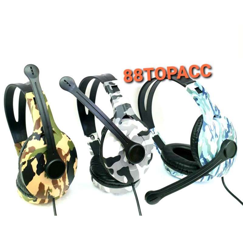 Jual Headset Headphone Gaming Stereo With Mic Motif ARMY / Headphone Hp ...