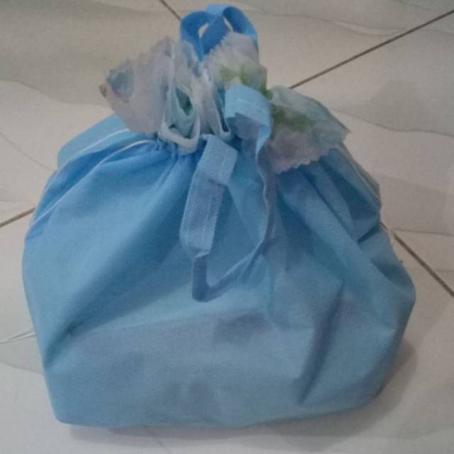 Jual Tas Kain Hajatan Serut TEBAL Isi 12pcs Tas Kain Serut Spunbond/Goodie Bag/Tas nasi box ...