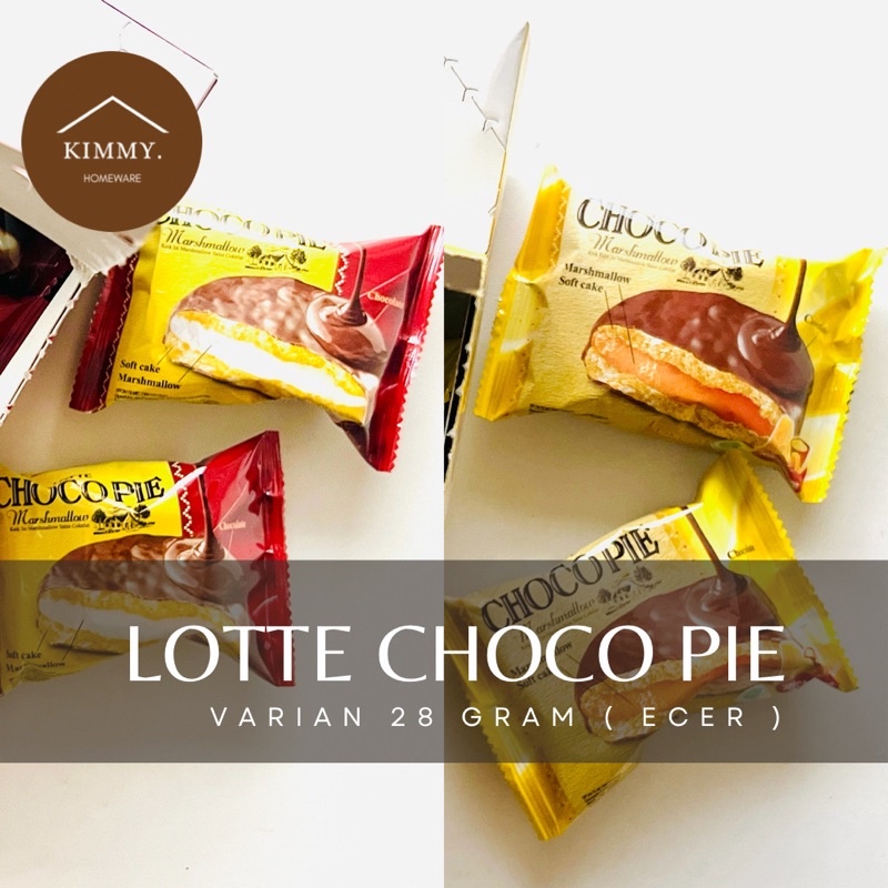 Jual LOTTE CHOCO PIE KEJU COKELAT MARSHMALLOW 28 GRAM / BISKUIT COKELAT ...