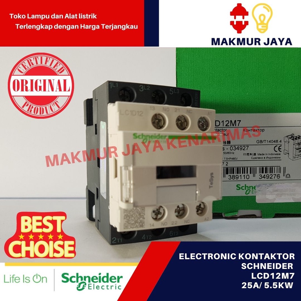 Jual Kontaktor LC1D12M7 scnheider 220v / elektronik kontaktor schneider/Contactor Schneider ...