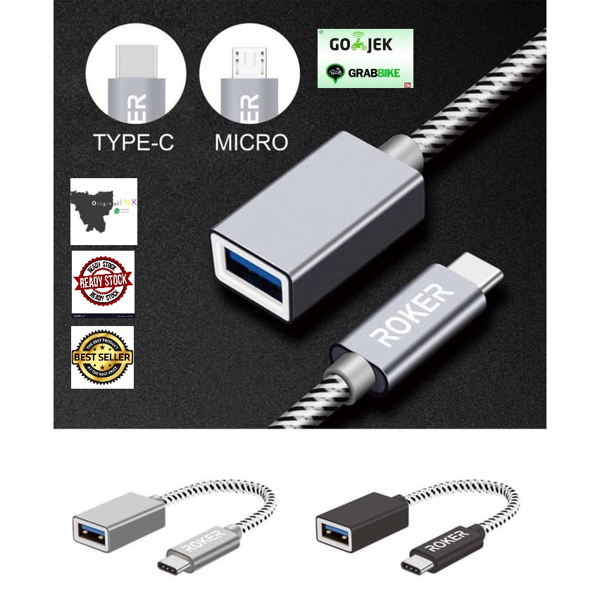 Jual OTG Kabel Tipe C 480Mbps 150 OTG ROKER CLOUD Type C Male to USB ...
