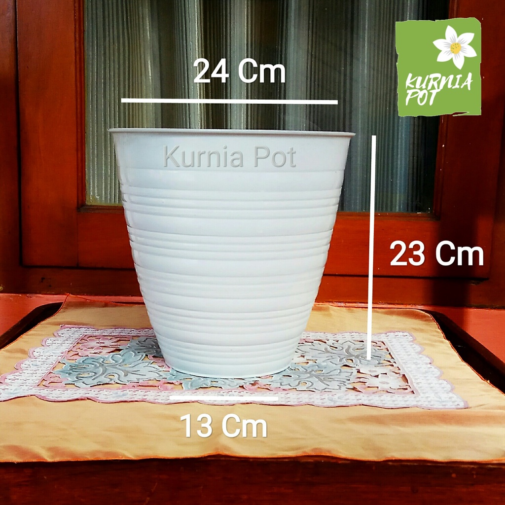 Jual Pot Tanaman Bunga Guci 251 JET Putih Model Tawon Pirus 25 Cm ...