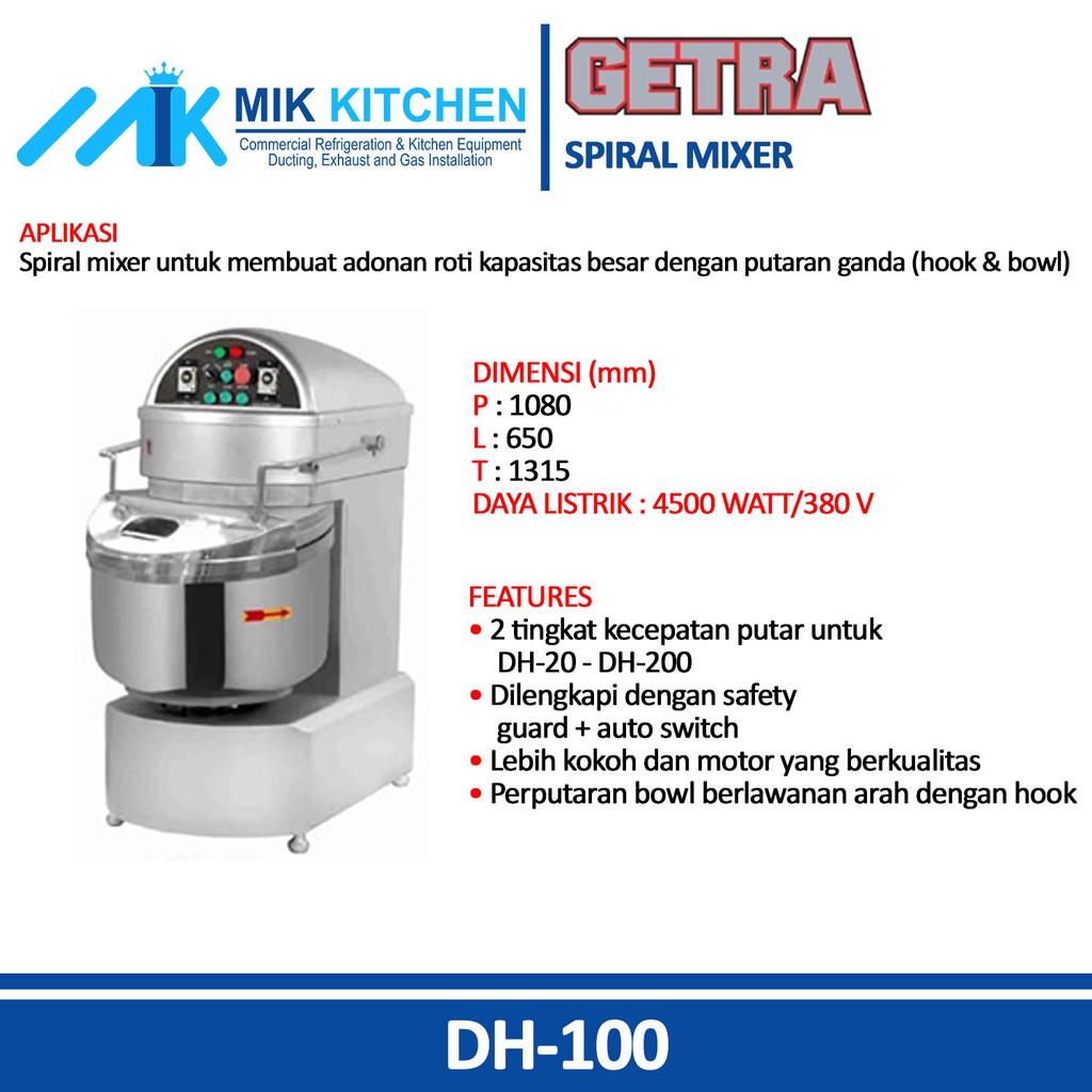 Jual GETRA DH-100 ( Spiral Mixer ) | Shopee Indonesia