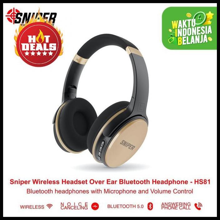Jual Sniper Wireless Headset Over Ear Bluetooth Headphone - Hs81 - Gold ...