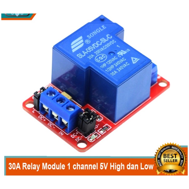 Jual 30A Relay Module 1 channel 5V High dan Low Active Trigger Arduino ...