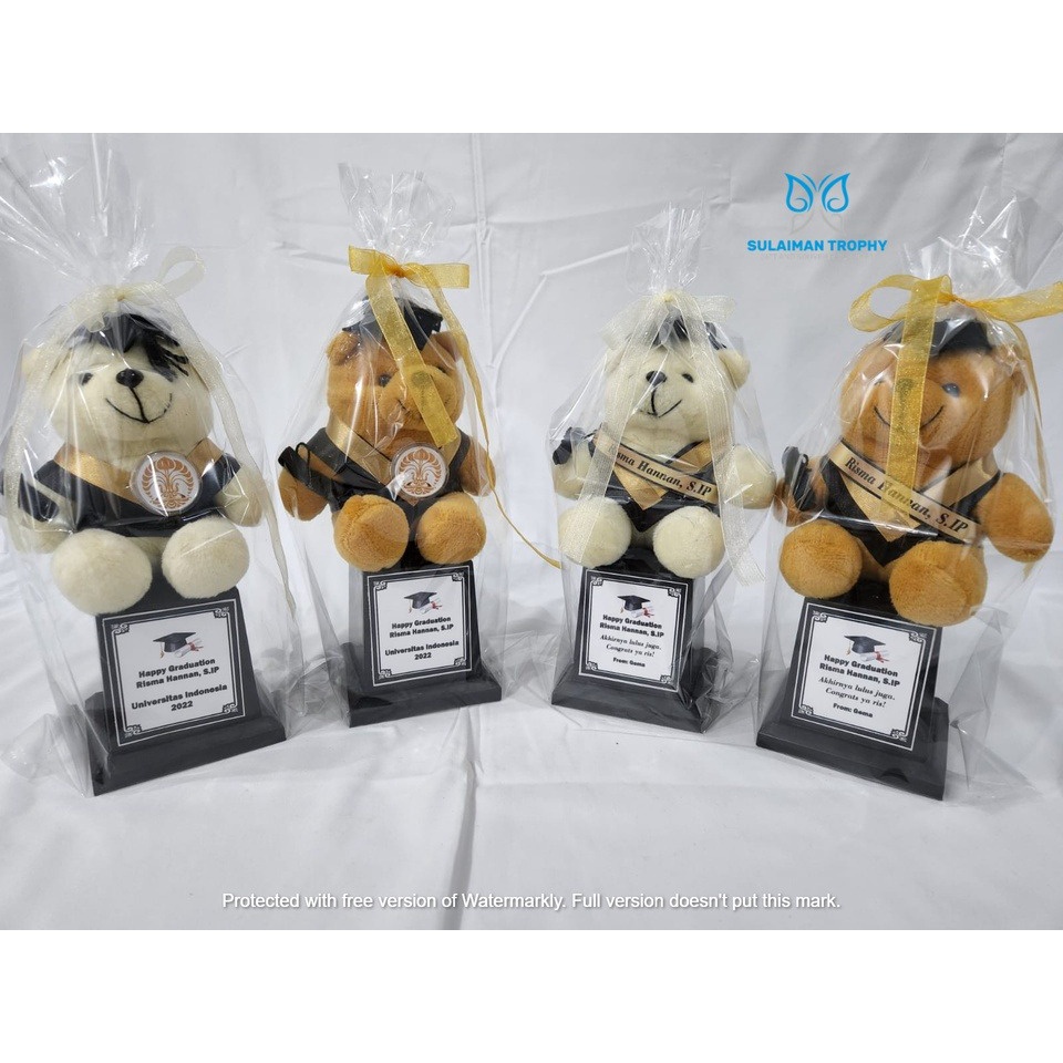 Jual Hadiah Piala Boneka Wisuda / Kelulusan dan tulisan logo | Shopee ...