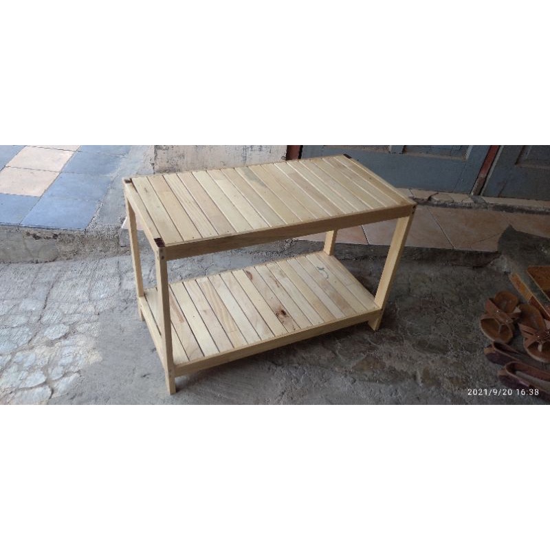 Jual NJ creative Meja Rak kayu 2 susun 60x30 cm minimalis serbaguna ...