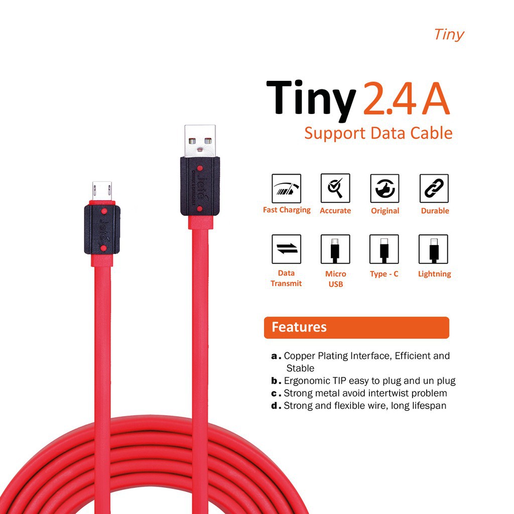 Jual KABEL JETE TIPE TINY MICRO PACKING 200CM | Shopee Indonesia