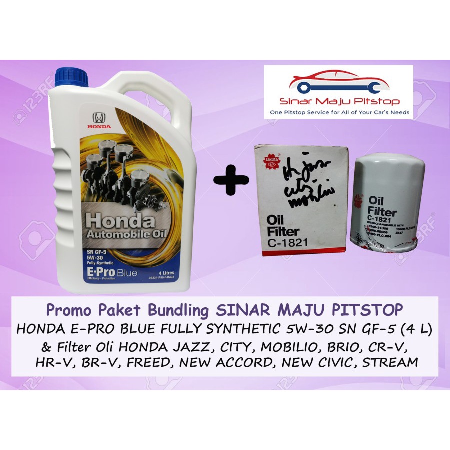 Jual Paket Bundling Oli HONDA E-PRO BLUE 5W-30 SN GF-5 Original 4 Liter ...