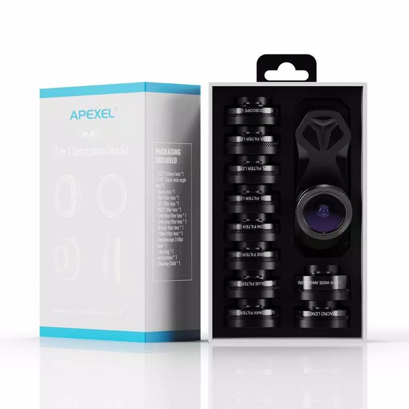 Jual Lensa HP APEXEL 11in1 Original Lens Kit Full Color Lensa Untuk ...