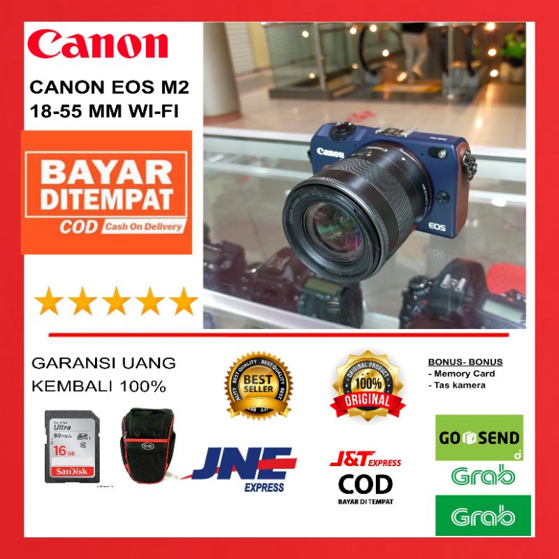 Jual Canon Eos M2 kit 18-55mm ada slot mic external | Shopee Indonesia
