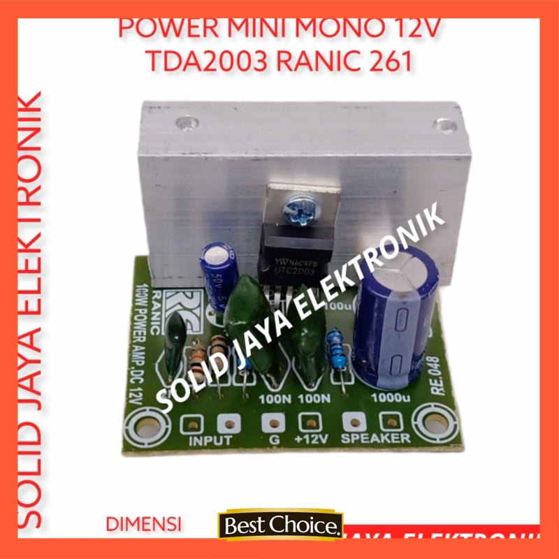 Jual KIT POWER MINI MONO 12V DC TDA2003 12 VOLT V AMPLIFIER AMPLI RANIC ...