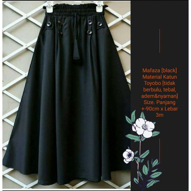 Jual ROK PAYUNG PANJANG KATUN TOYOBO PREMIUM ROK WANITA ROK MURAH HITAM | Shopee Indonesia