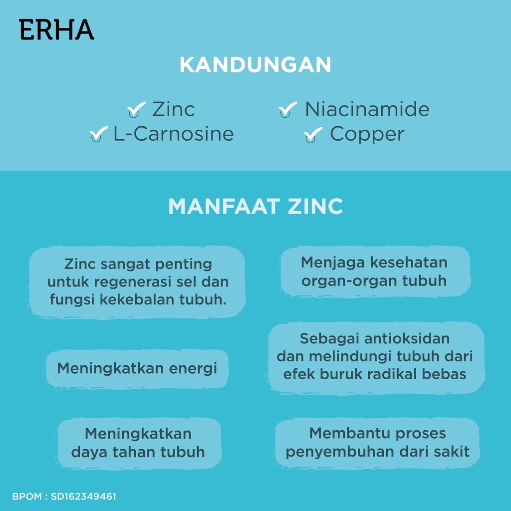 Jual ERHA Zincore 30 Caps - Suplemen Daya Tahan Tubuh & Kesehatan Kulit ...