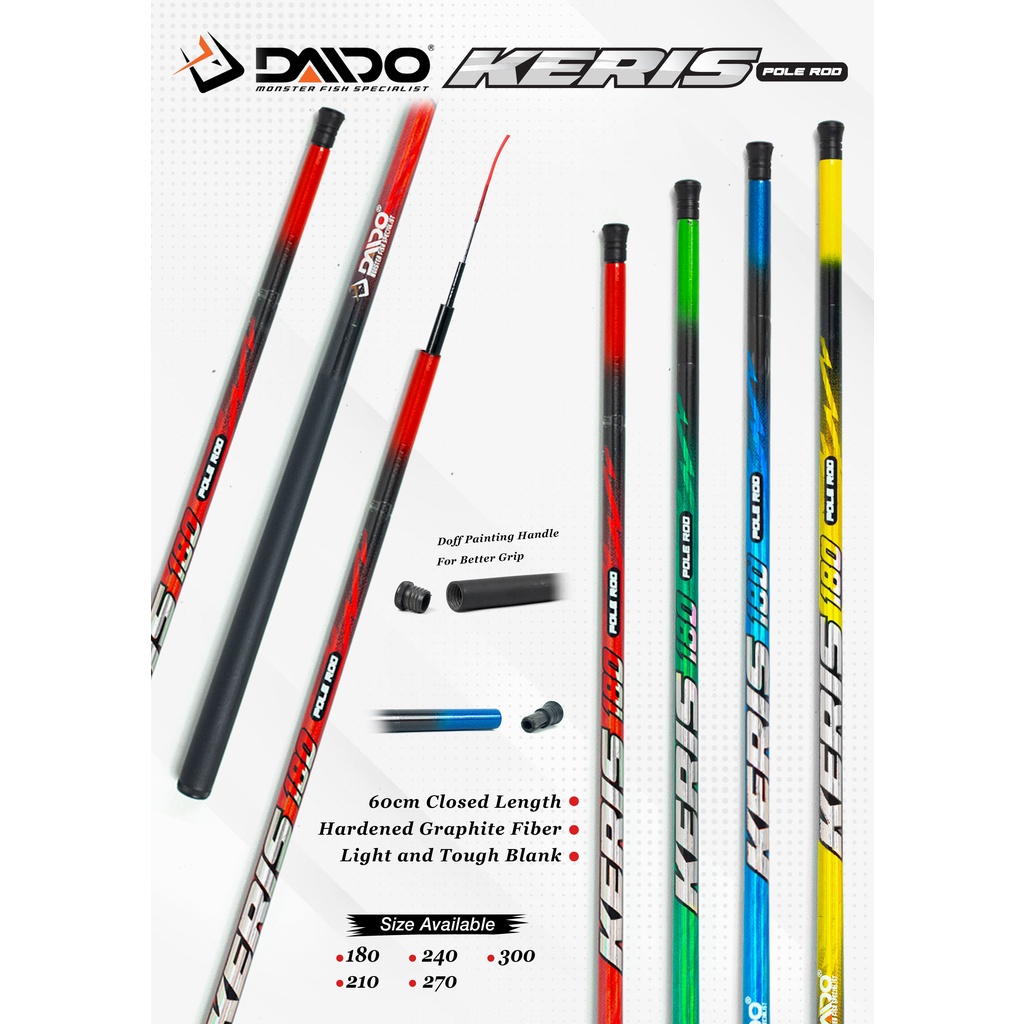 Jual POLE / TEGEK PANCING DAIDO KERIS FIBER PANJANG 180CM SAMPAI 300CM ...