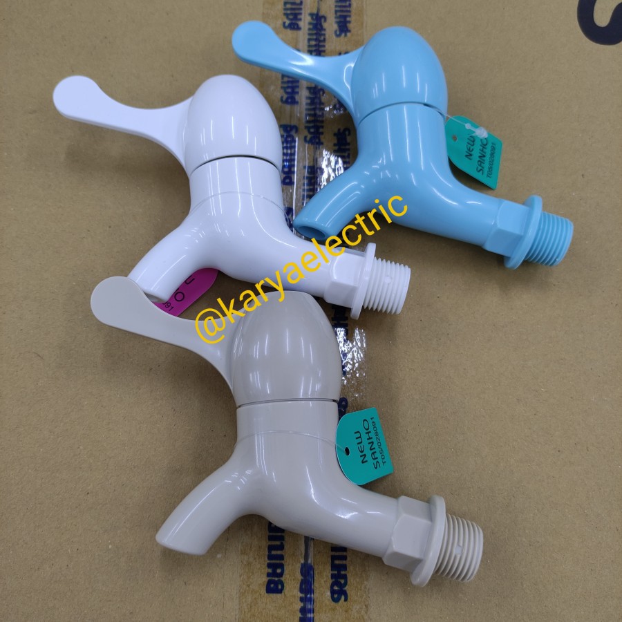 Jual KRAN AIR KERAN AIR ENGKOL PVC PLASTIK NEW SANHO 1/2" | Shopee ...