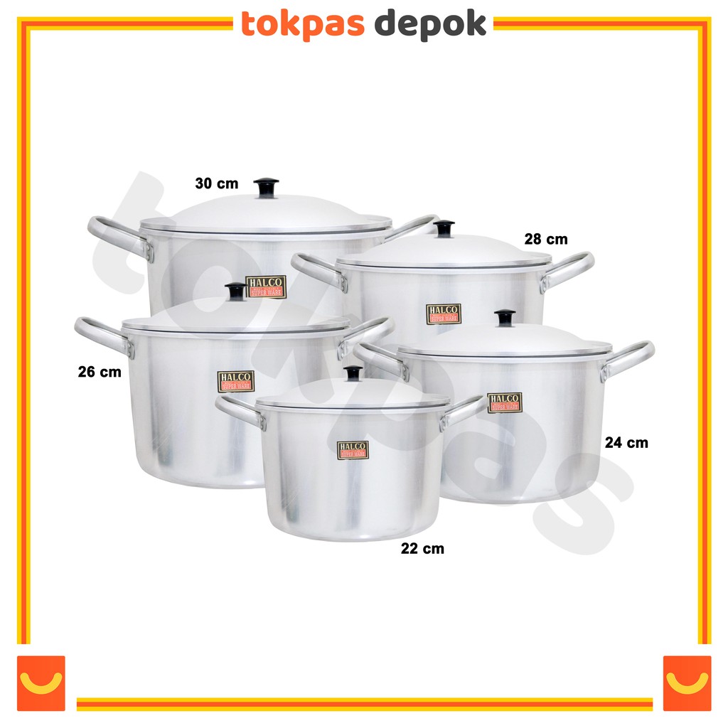 Jual Panci Set Aluminium Tinggi 22 24 26 28 30 cm Halco Panci Masak Air ...