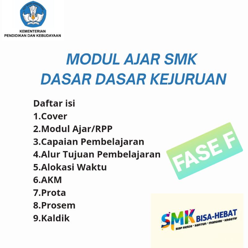 Jual RPP/Modul Ajar SMK Kurikulum Merdeka Dan Pusat Keunggulan Fase F | Shopee Indonesia