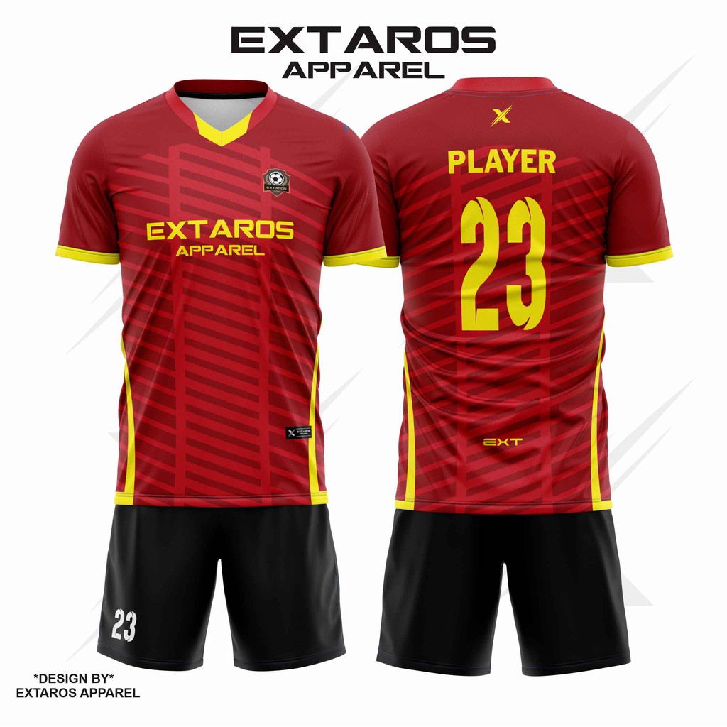 Jual Jersey futsal custom full priting free desain - kode 21 Red Strip ...