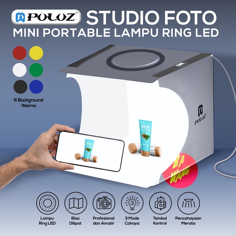 Jual PULUZ Foto Photo Ring Light Box 23cm 72 LED Photobox FotoBox Mini ...