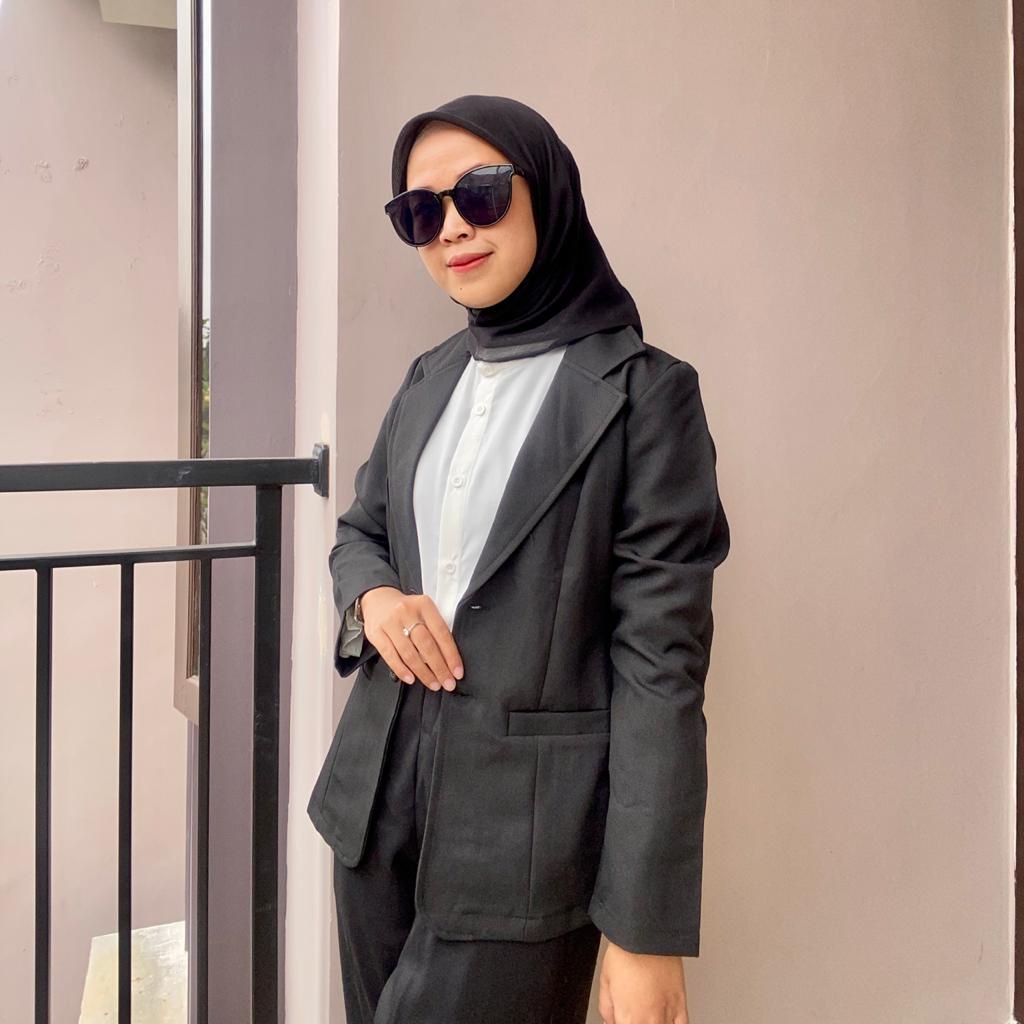 Jual Blazer Hitam Kerja Kantor Formal Wanita Jas Wanita Hitam Kerja ...