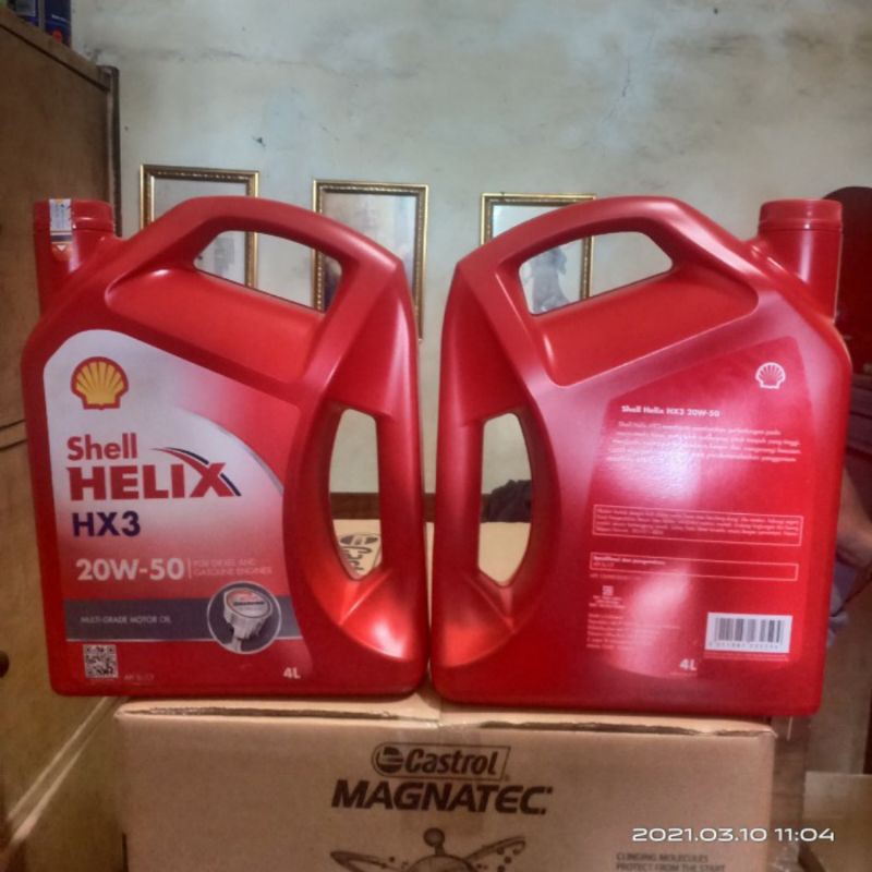 Jual oli mesin mobil oli Shell helix HX3 SAE 20W 50 4Liter asli 1pc ...
