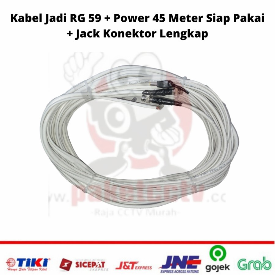 Jual Kabel Jadi RG 59 + Power 45 Meter Siap Pakai + Jack Konektor ...