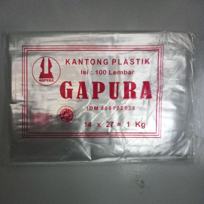 Jual Plastik bening ukuran 1kg = 14x27 merk Gapura isi 100 lbr | Shopee ...