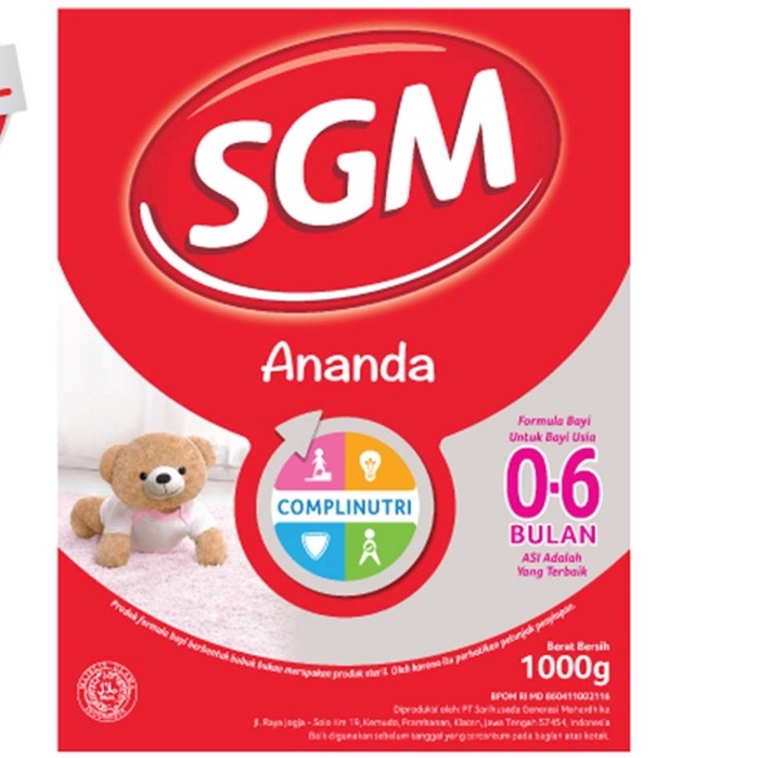 Jual SGM Ananda 0-6 / 6-12 bulan 1000 gr | Shopee Indonesia