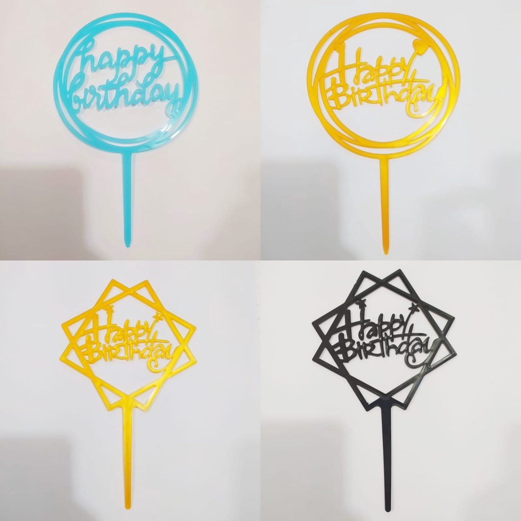 Jual Topper Buket Bunga / Kue Happy Birthday bahan Plastik Tebal ...