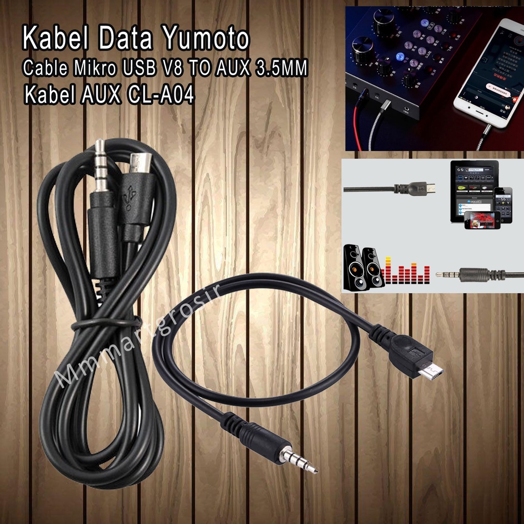 Jual Kabel Yumoto / Cable Mikro USB V8 TO AUX 3.5MM / Kabel AUX CL-A04 | Shopee Indonesia