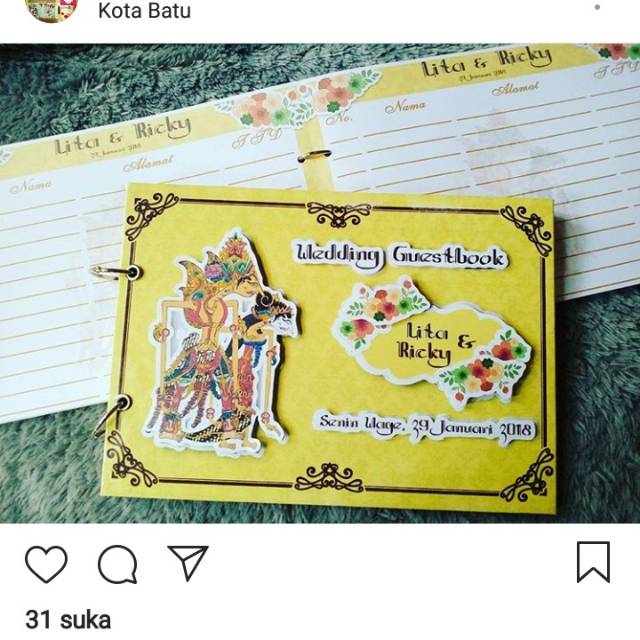 Jual BUKU TAMU PERNIKAHAN WEDDING GUESTBOOK WAYANG JAWA POP UP RAMA ...