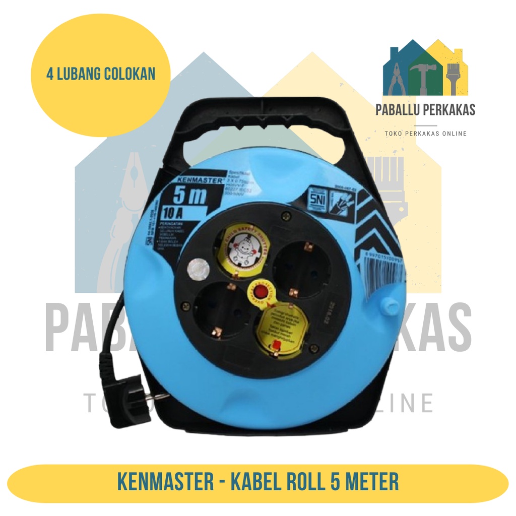 Jual Kabel Roll 5 meter KENMASTER / Kabel Rol 4 Lubang 5mtr / Kabel ...