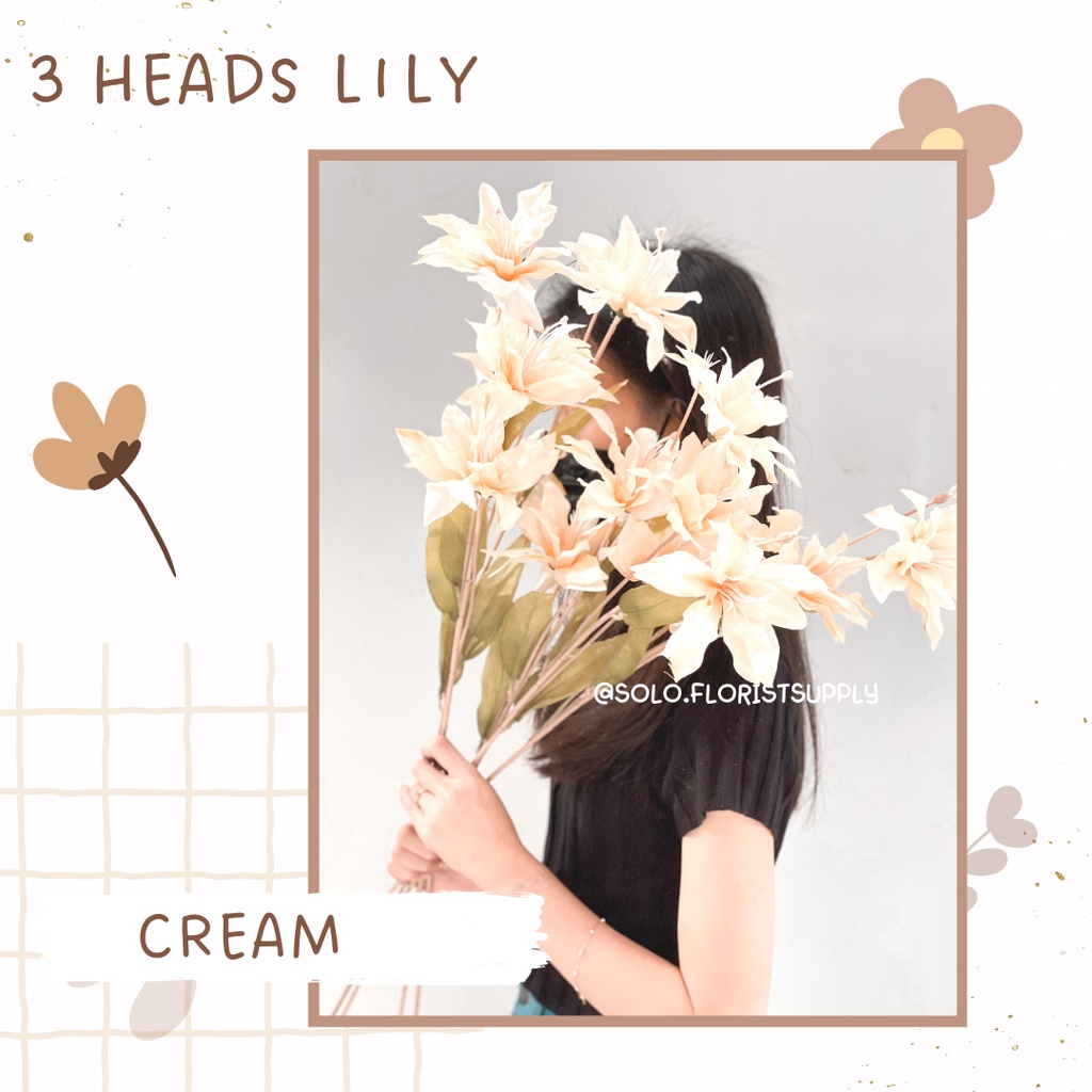 Jual 3 HEADS LILY X3 Bunga Tiger Lily Latex 1Kuntum 2Biji Putik Daun ...