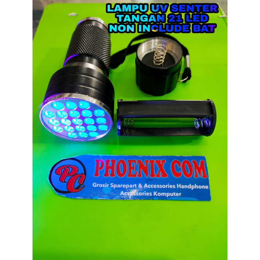 Jual LAMPU UV SENTER TANGAN 21 LED NON BAT | Shopee Indonesia