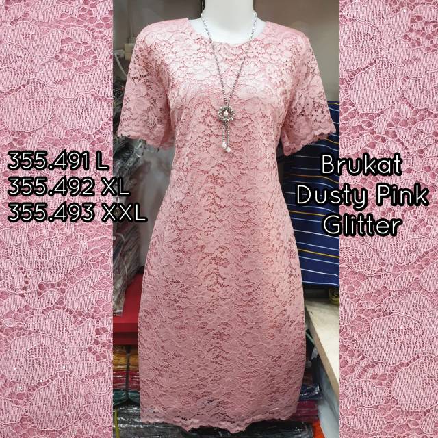 Jual DRESS FULL BROKAT DUSTY PINK GLITTER | Shopee Indonesia