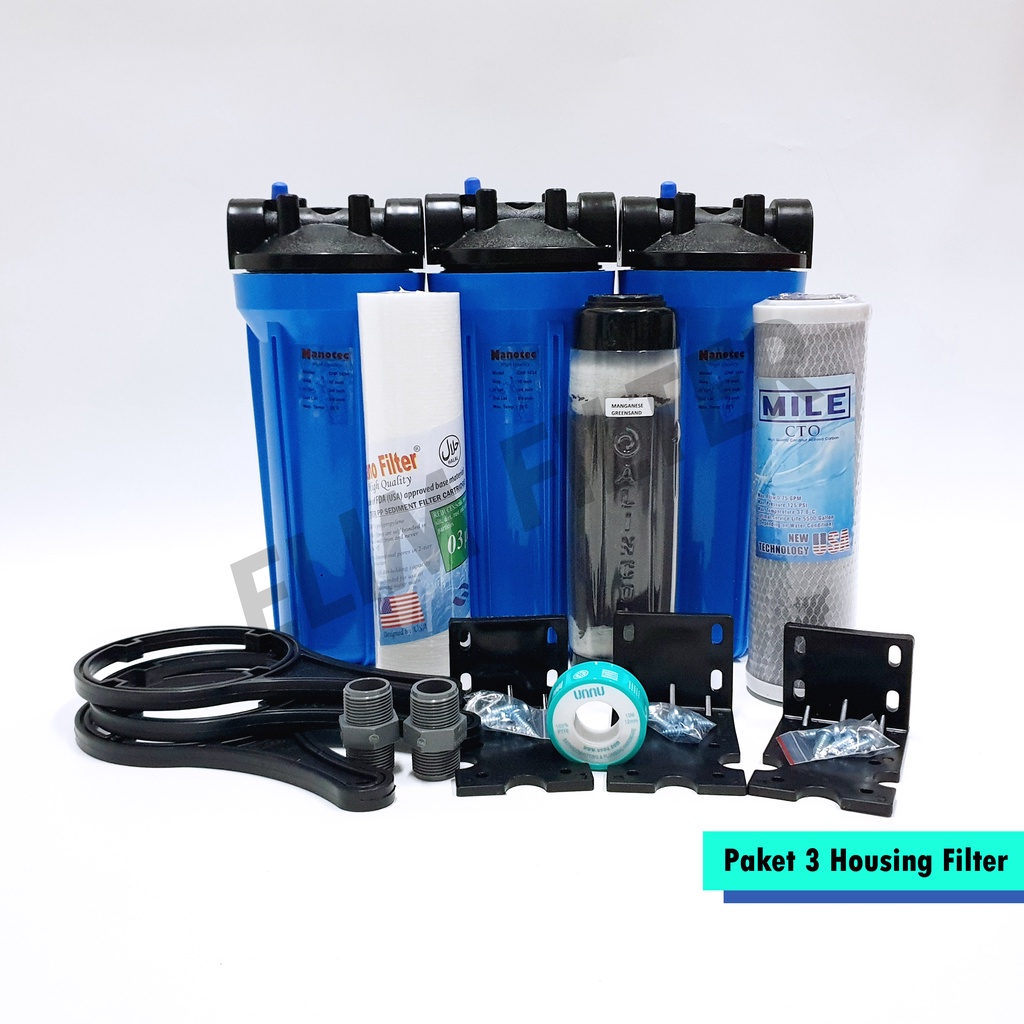 Jual Paket Filter Air Sumur 3 Housing Nanotec Blue 10 inch - Sedimen ...