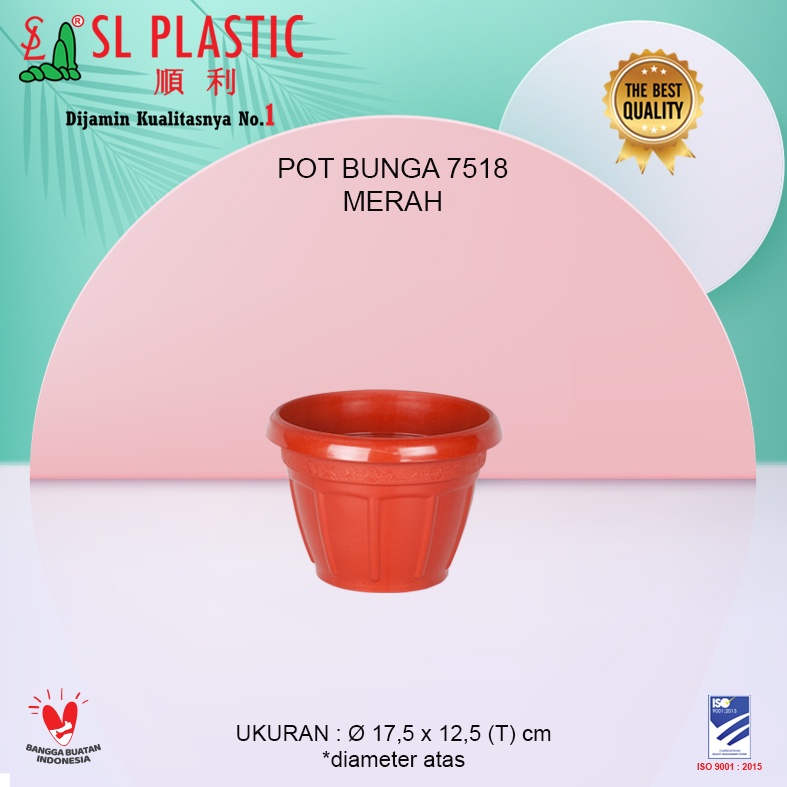 Jual Pot Bunga / Pot Tanaman Warna Hijau Merah tipe 7518 SL PLASTIC ...