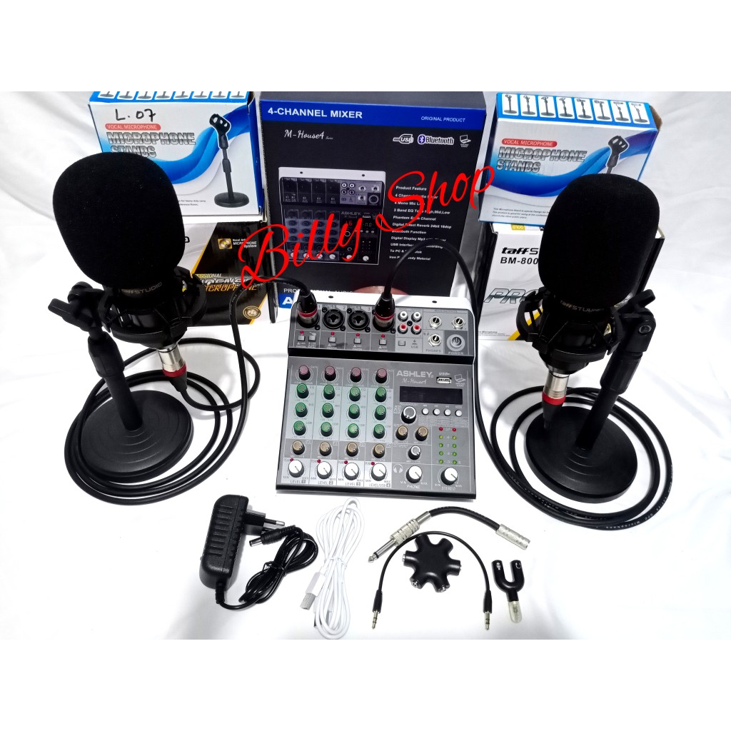 Jual PAKET PODCAST 2 MIC BM 800 MIXER M HOUSE 4 STAND MIC DUDUK PODIUM ...