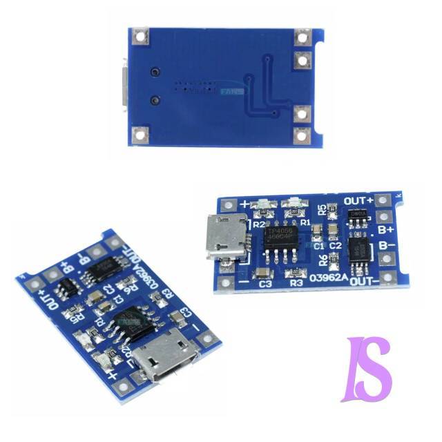 Jual TP4056 5V 1A micro usb dual protektor modul charger baterai li-ion ...