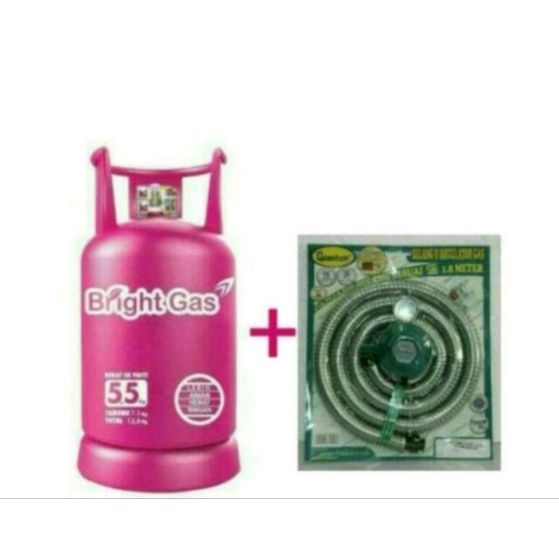 Jual tabung gas bright gas 5.5kg plus isi + selang paket quantum ...