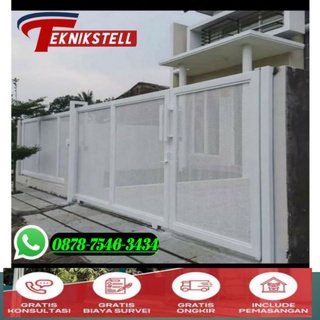 Jual pintu pagar rumah minimalis modern motif perforated / pagar besi ...