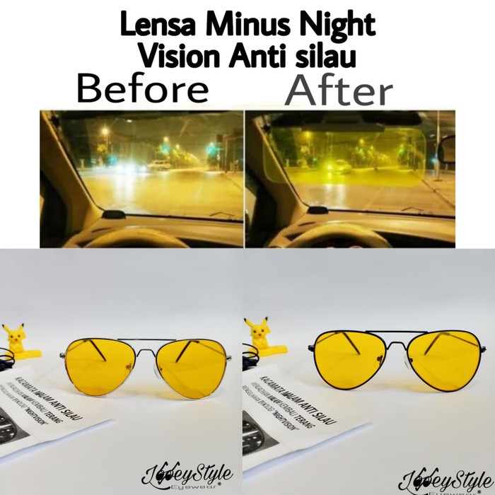Jual Promo KACAMATA MINUS+CYLINDER LENSA KUNING NIGHT VISION ANTI SILAU ...